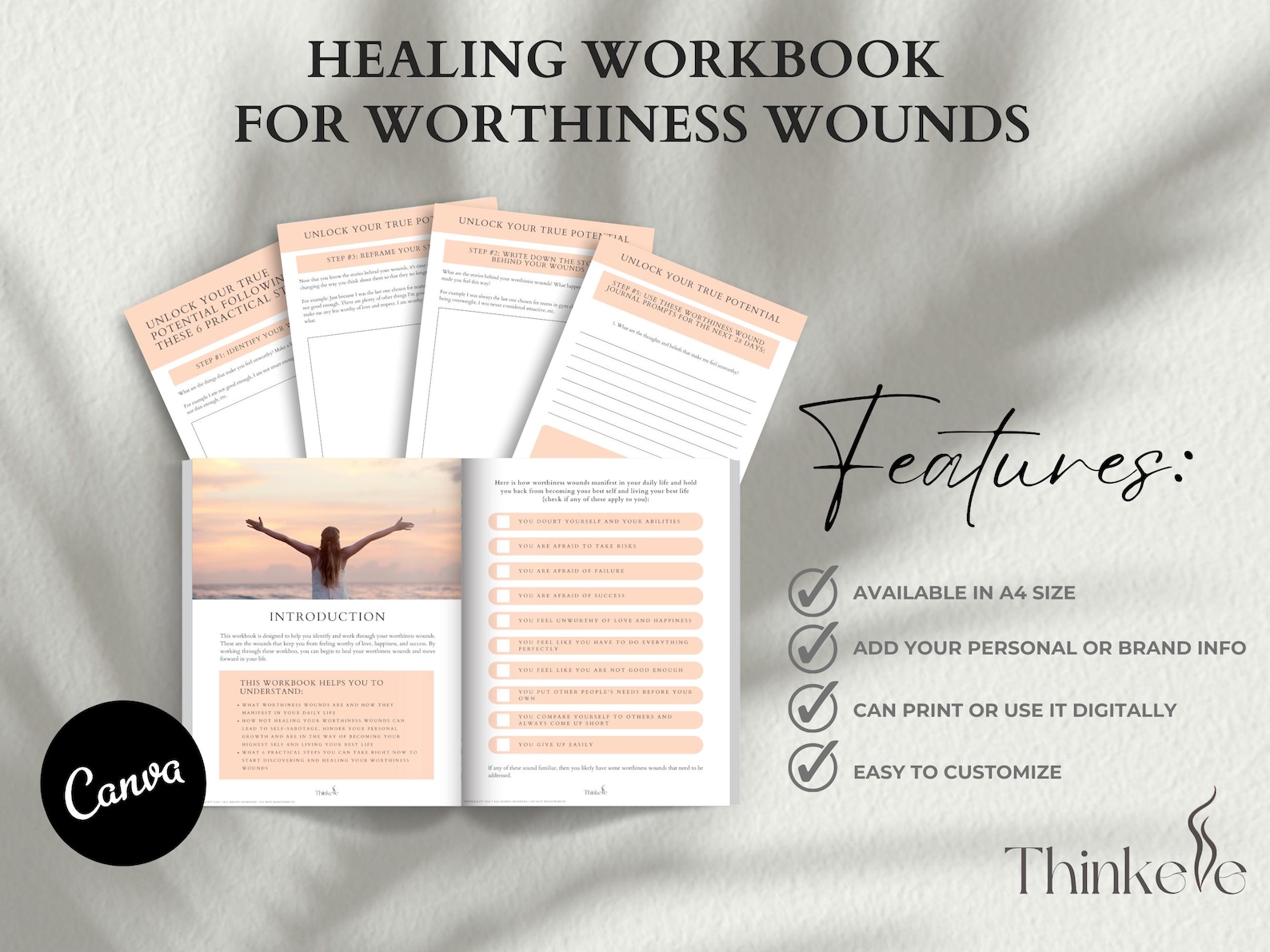 Healing Workbook for Worthiness Wounds Editable Canva Workbook for ...
