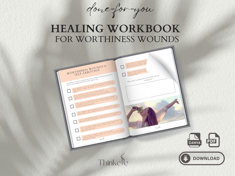 Healing Workbook for Worthiness Wounds Editable Canva Workbook for ...