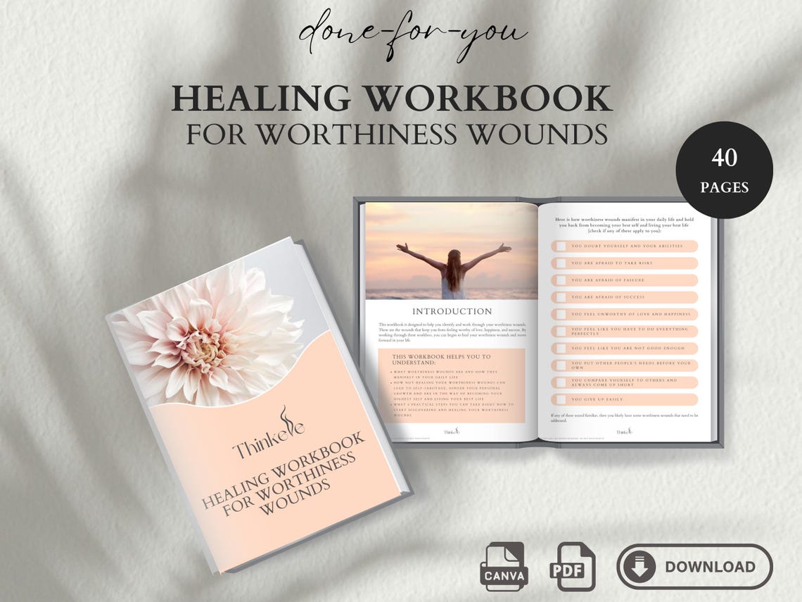 Healing Workbook for Worthiness Wounds Editable Canva Workbook for ...