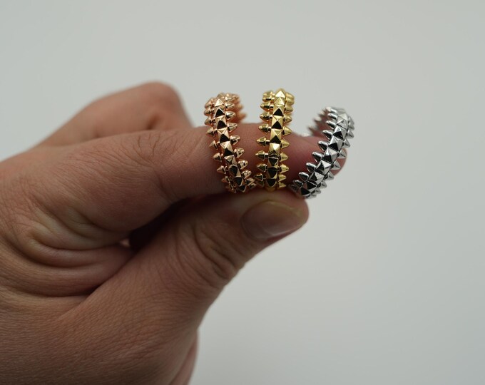 Celestial Diamond Pod Ring, 14K Solid Gold Black Diamond Vertical Ring ...