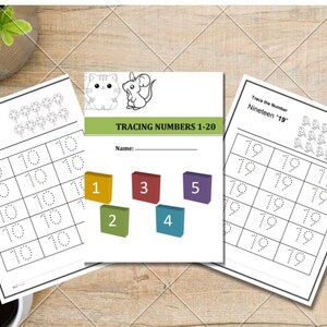 Number Tracing Worksheets for Preschool & Kindergarten – 20-page ...