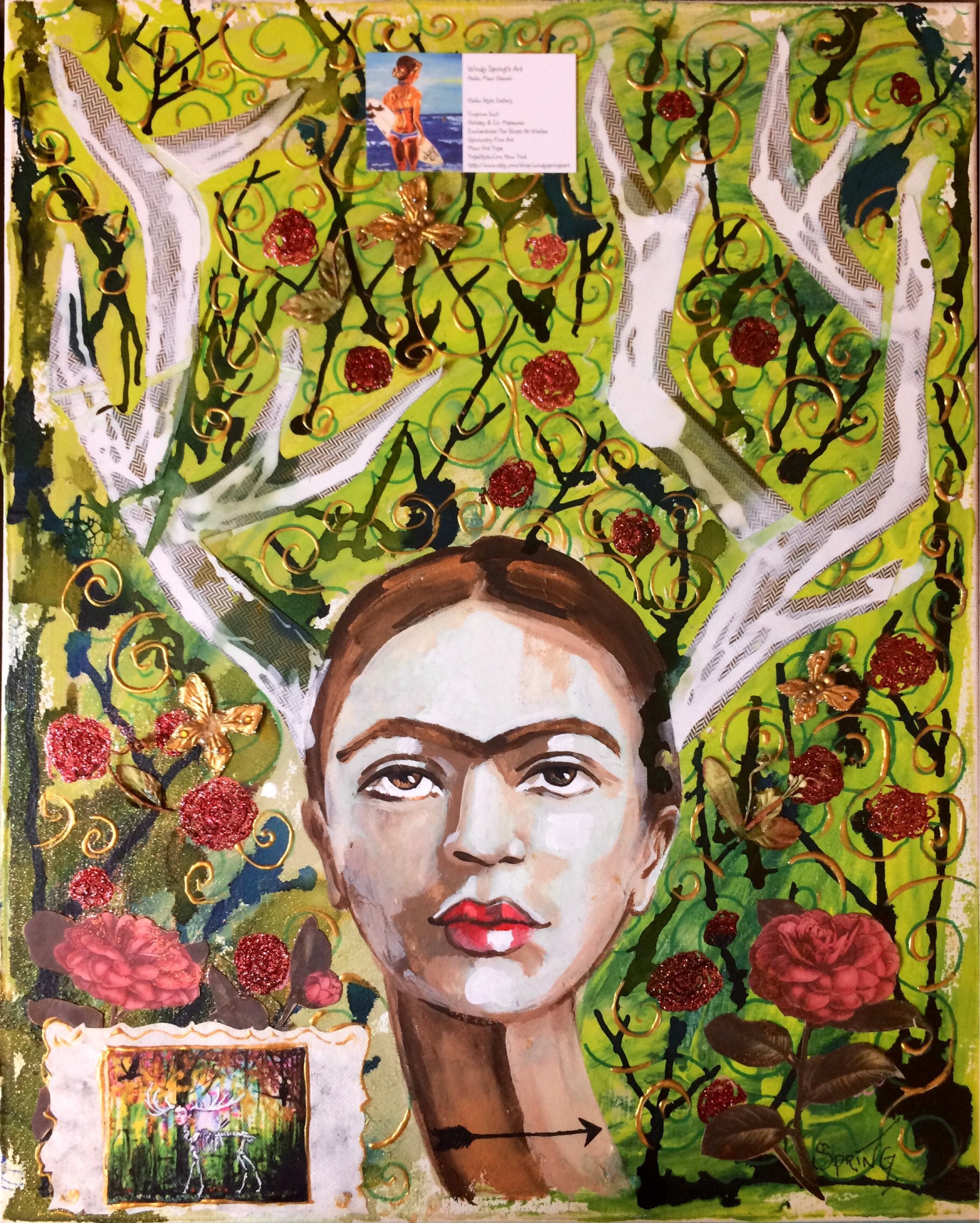 Deer Frida by Spring Frida Kahlo ORIGINAL PAINTING 18x24 Acrylic on ...