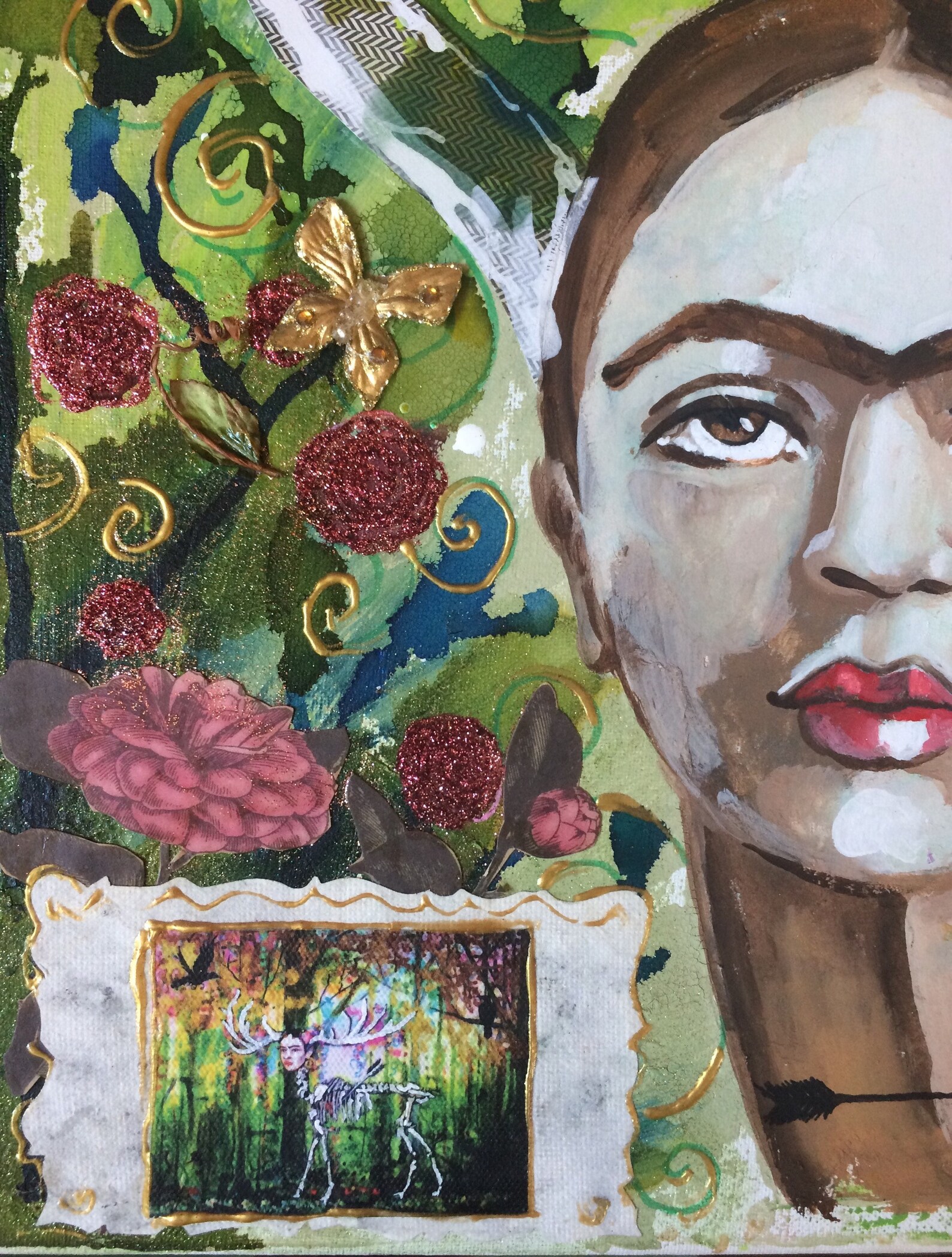 Deer Frida by Spring Frida Kahlo ORIGINAL PAINTING 18x24 Acrylic on ...