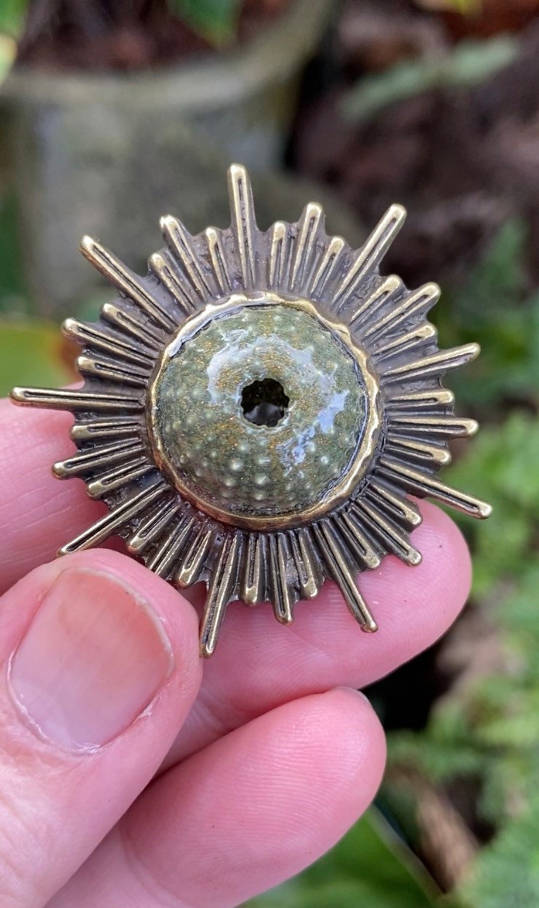 Mermaids Sea Urchin Ring Handmade Hammered Jewelry Adjustable Statement ...