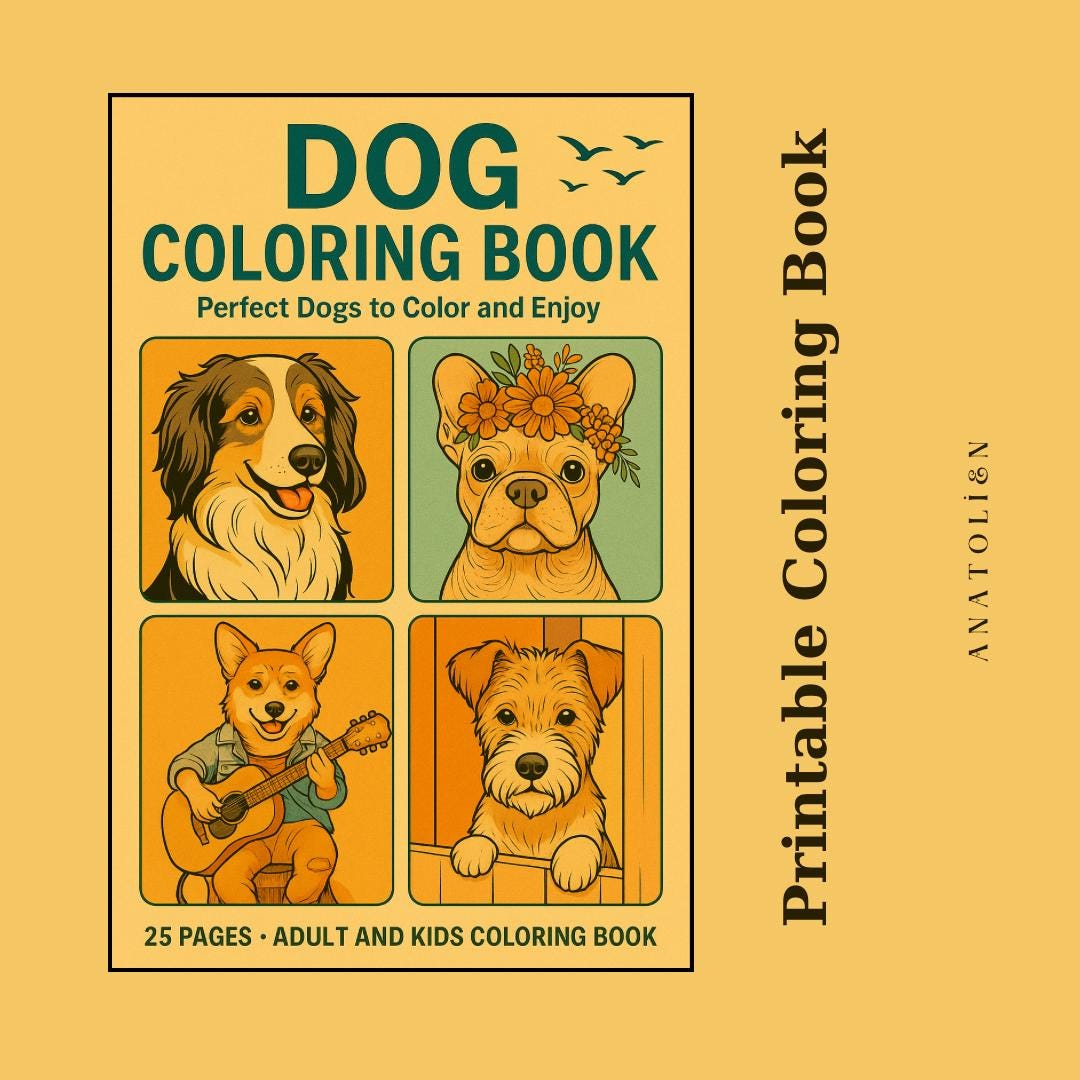 Dog Color Pages, Dog Coloring Book • Printable Cute Dog Pages for Kids ...