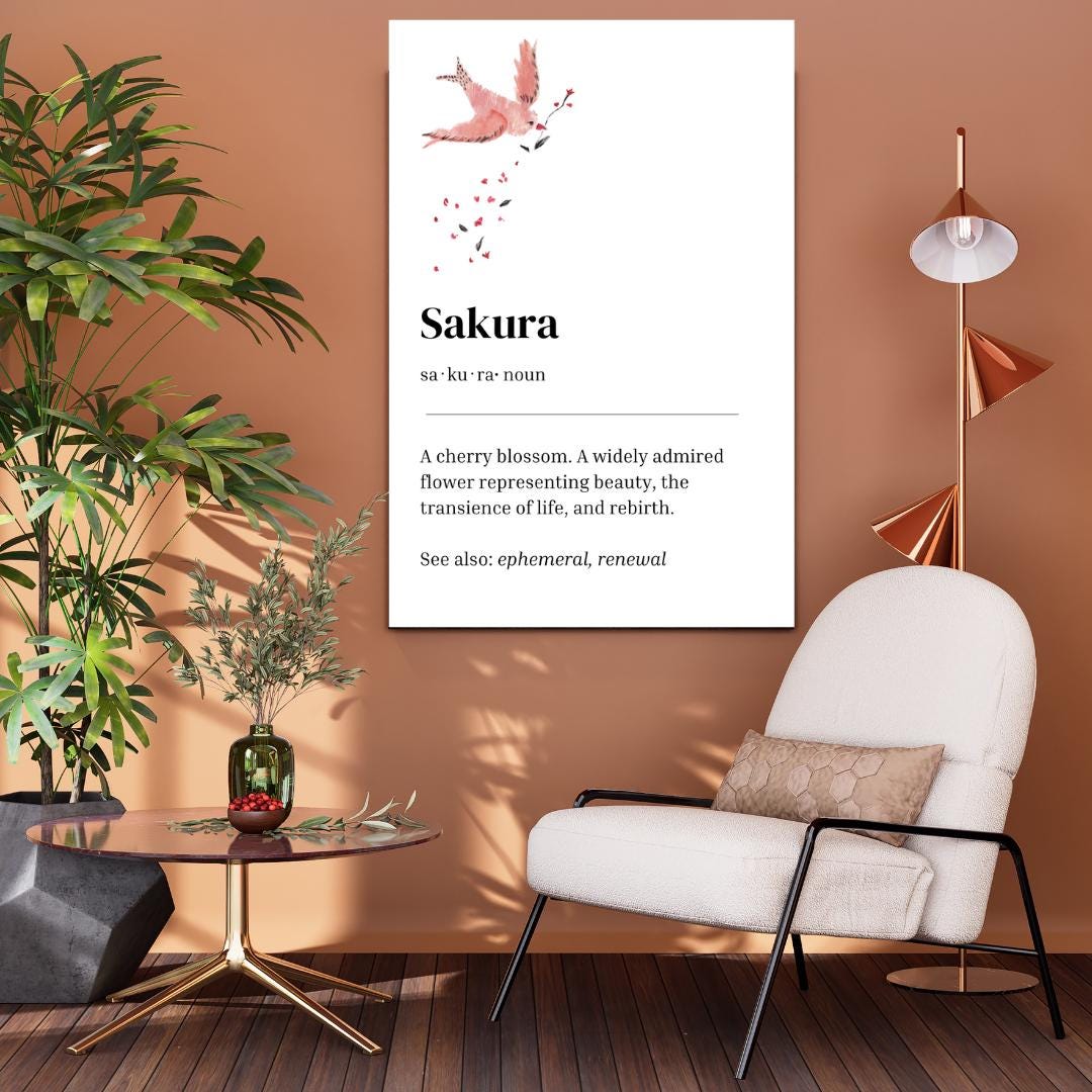 Sakura Definition Print, Cherry Blossom Wall Art, Typography Poster ...