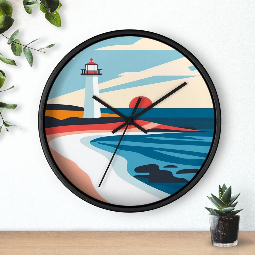 Coastal Lighthouse Wall Clock - Beach Decor, Nautical Themed Gift ...