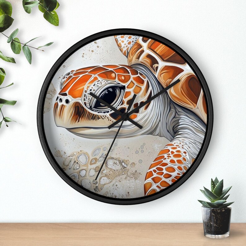 Sea Turtle Wall Clock, Ocean Decor, Beach House Gift, Marine Life Art ...