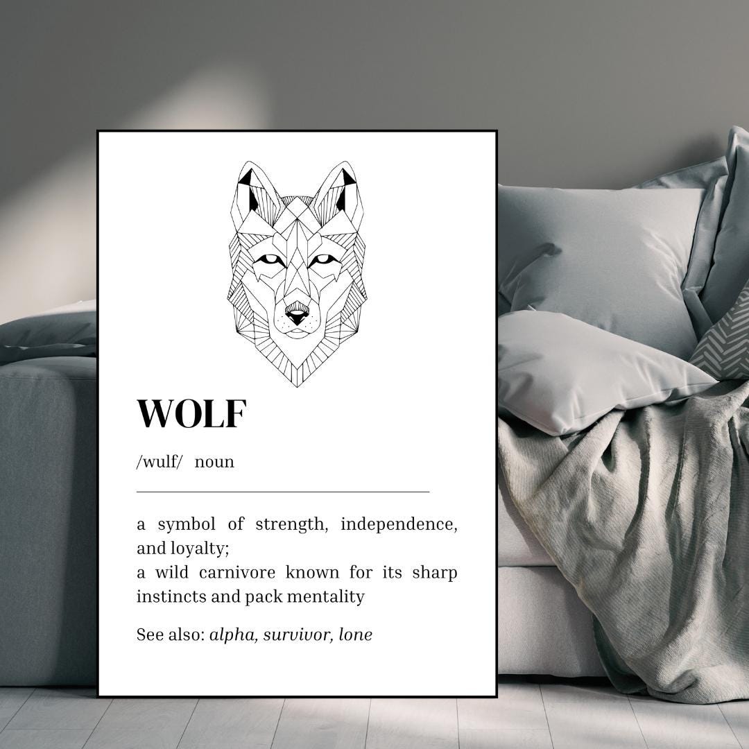 Wolf Definition Wall Art, Geometric Animal Poster, Wolf Line Art ...