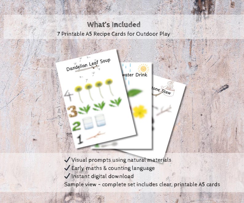 Mud Kitchen Recipe Cards Printable | Nature Play Activity | A5 EYFS ...