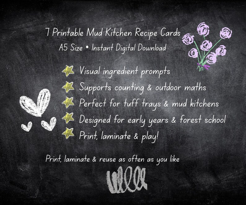 Mud Kitchen Recipe Cards Printable | Nature Play Activity | A5 EYFS ...