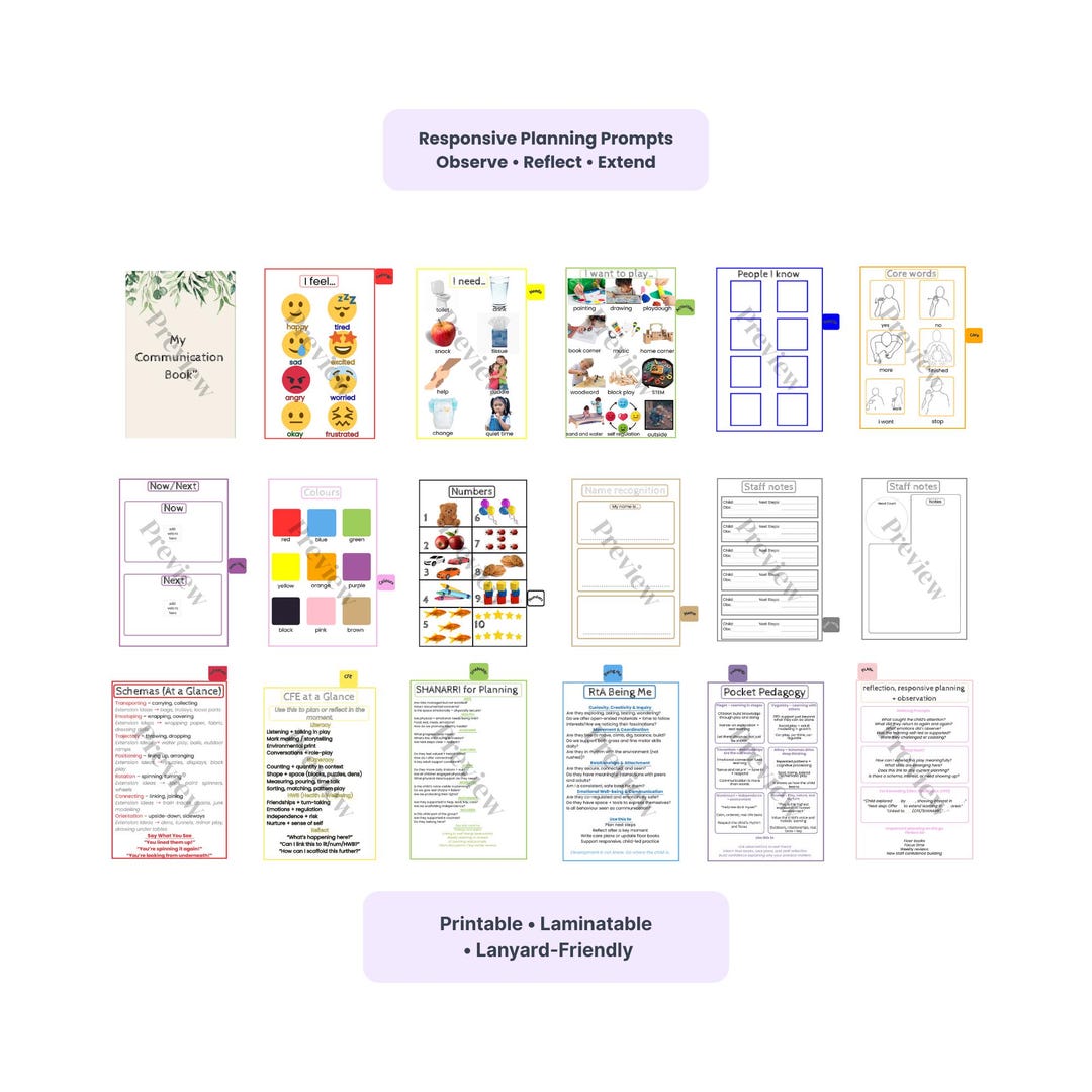 Early Years Lanyard Book PDF | Communication Visuals, Planning Prompts ...