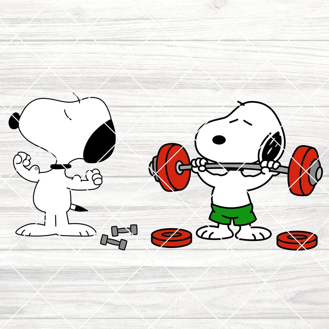 Snoopy Gym SVG, Funny Workout SVG, Fitness Cartoon Cut File - Etsy