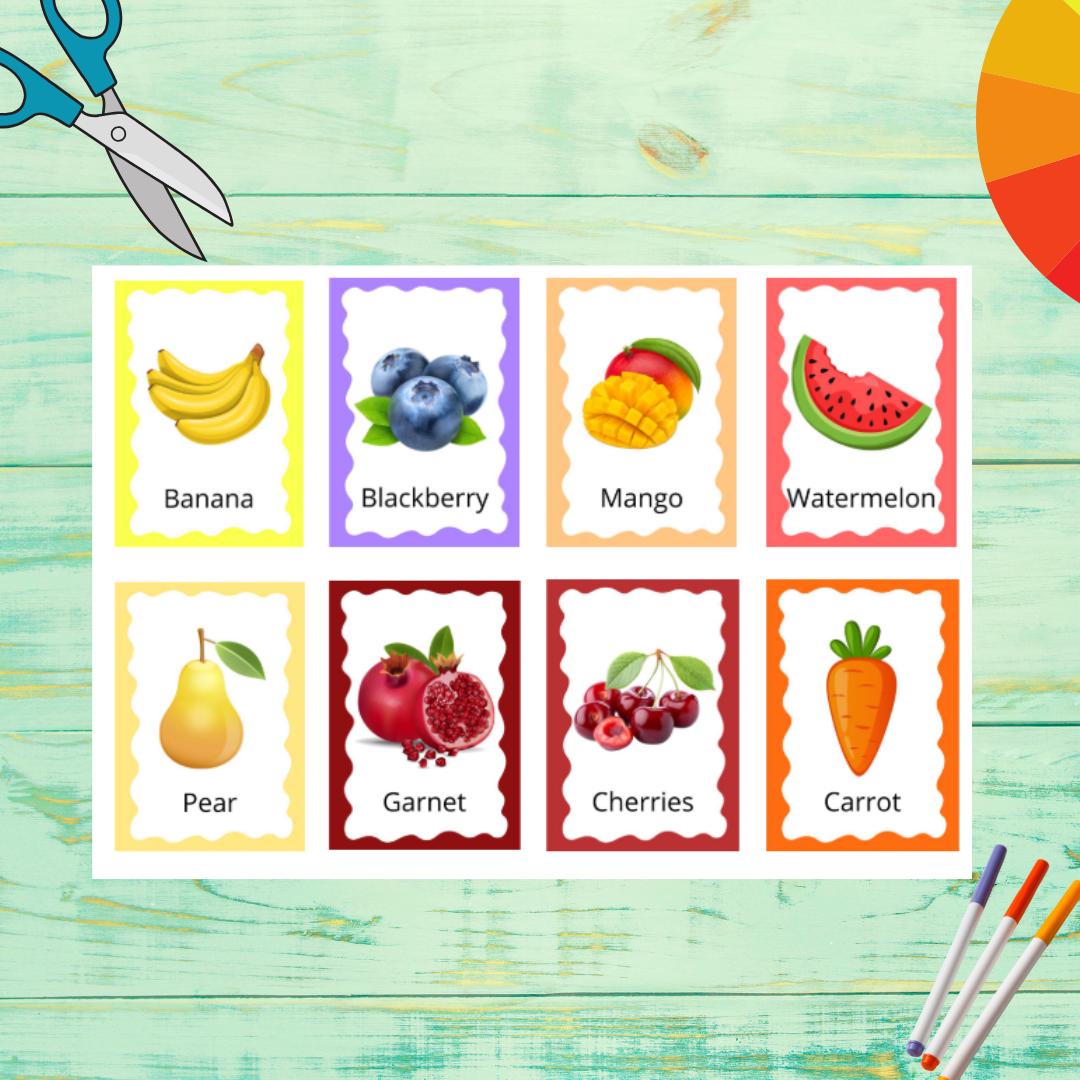 Fruits and Vegetables - Cards for Preschoolers, Printable Cards ...