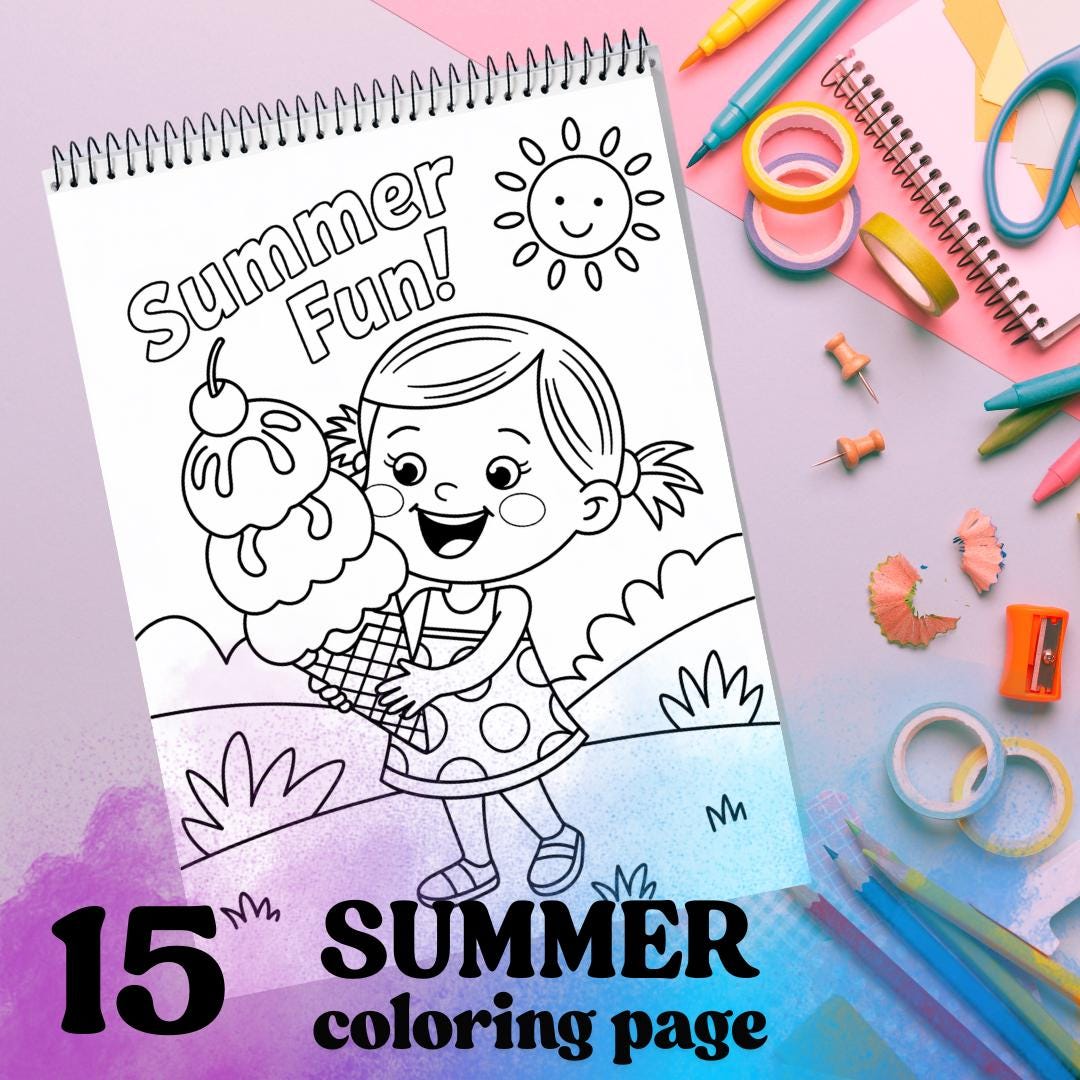 Summer Vacation Coloring Page, Summer, Summer Fun for Kids, Coloring ...
