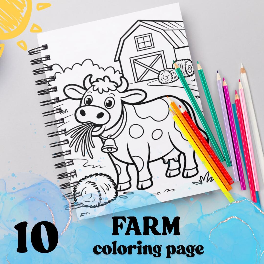 Farm Coloring Pages for Kids – Cute Farm Animals, Tractors, Barns ...