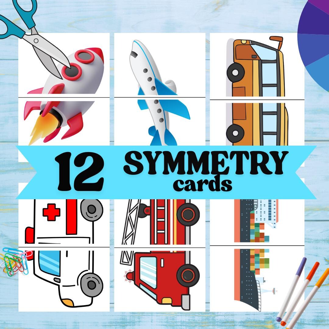 Symmetry Cards, Preschool Learning, Montessori Material, Matching ...