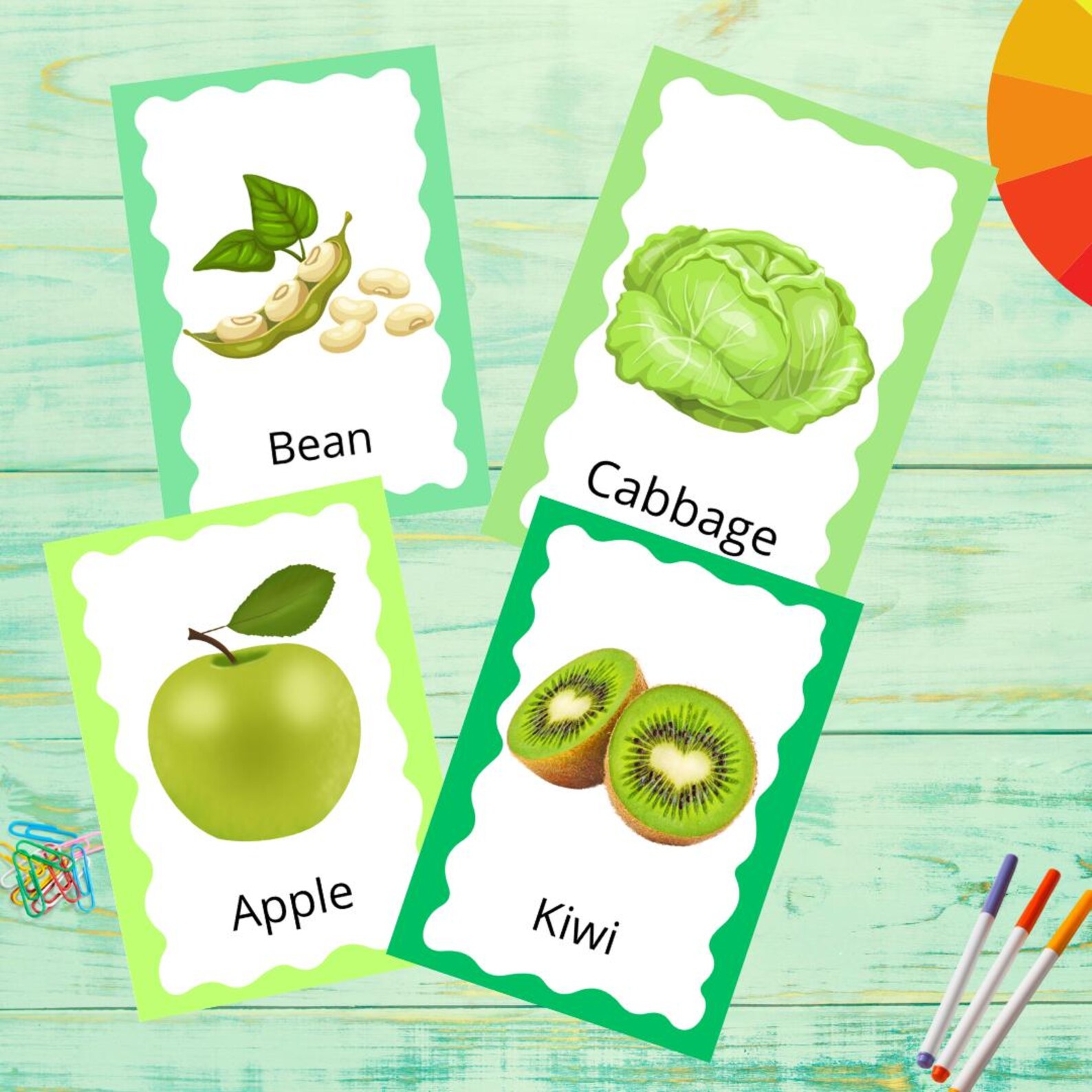 Fruits and Vegetables - Cards for Preschoolers, Printable Cards ...