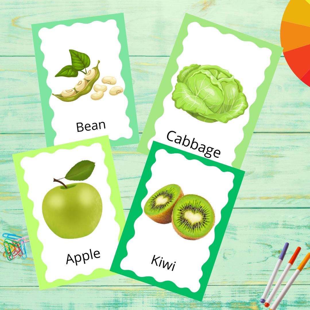Fruits and Vegetables - Cards for Preschoolers, Printable Cards ...