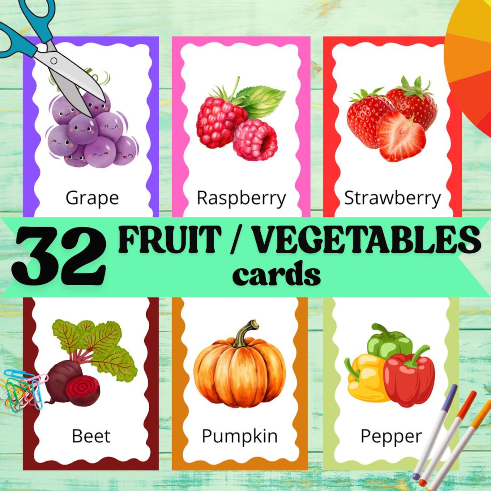 Fruits and Vegetables - Cards for Preschoolers, Printable Cards ...