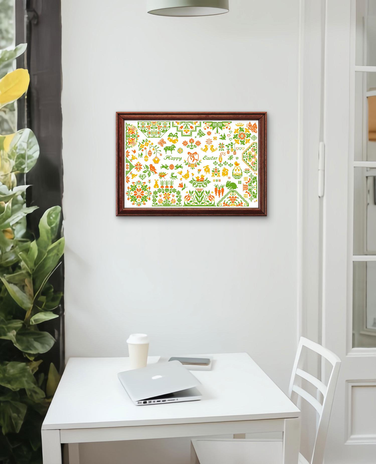 Quaker Easter Cross Stitch Pattern, Spring Holiday Sampler (PDF ...