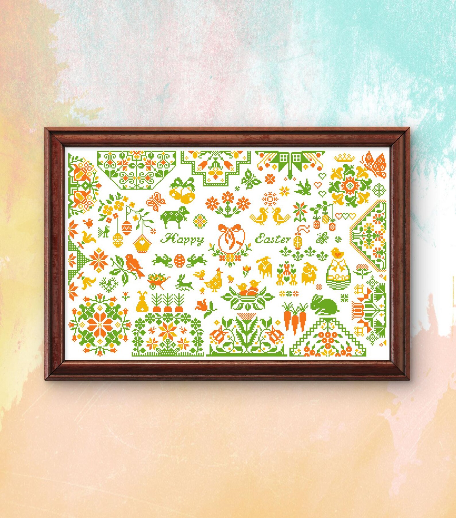 Quaker Easter Cross Stitch Pattern, Spring Holiday Sampler (PDF ...