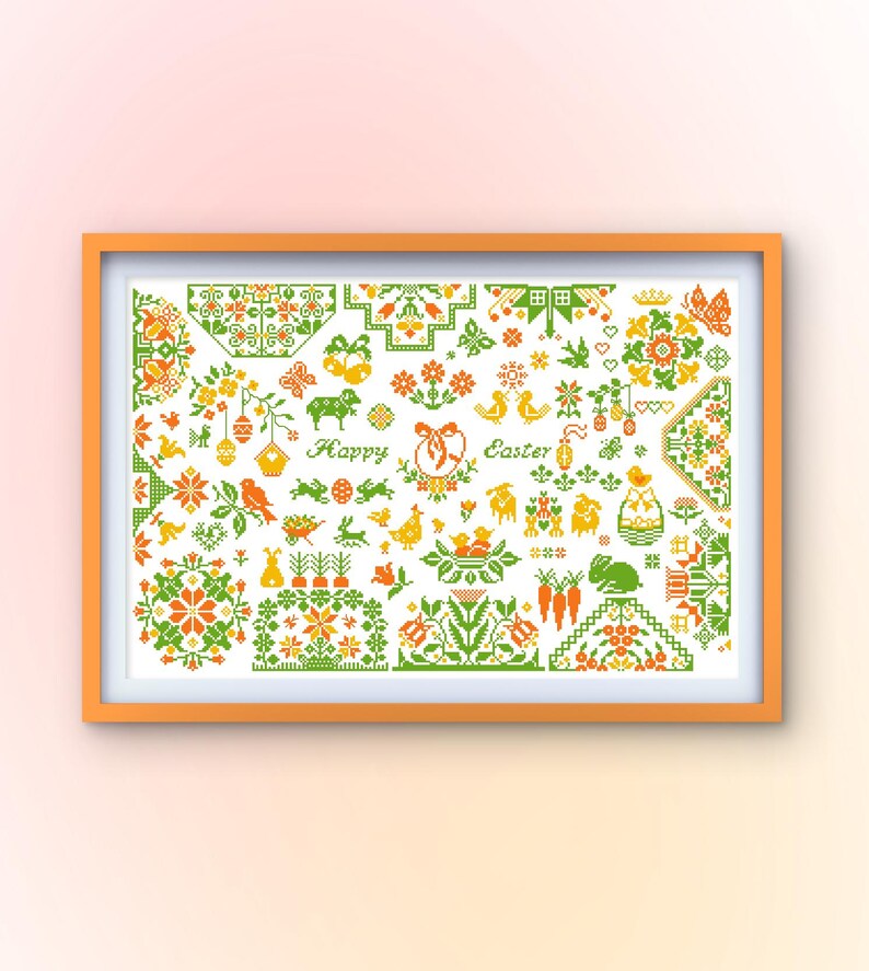 Quaker Easter Cross Stitch Pattern, Spring Holiday Sampler (PDF ...