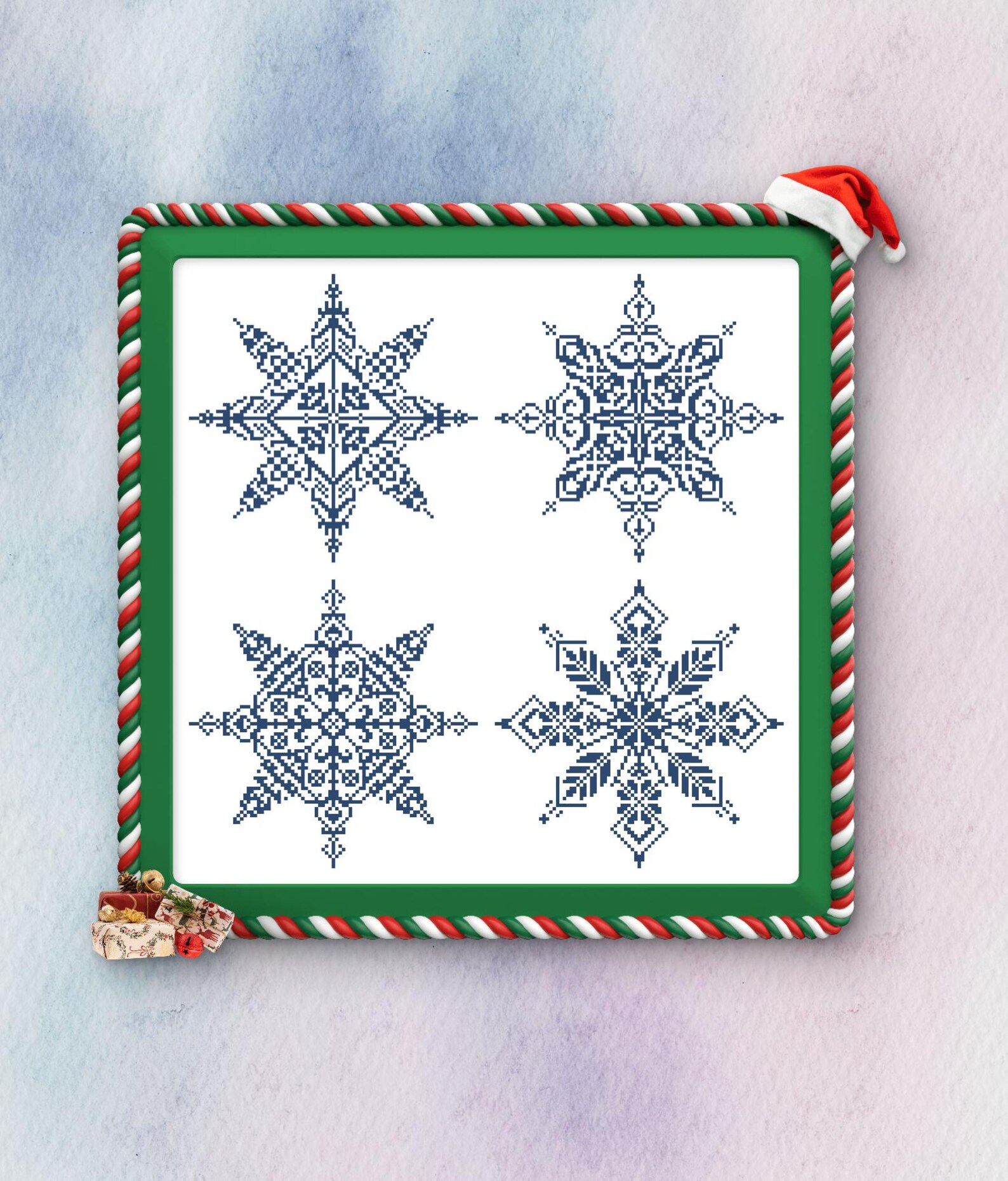 Snowflakes Cross Stitch Pattern, Christmas Tree Decor, Monochrome Noel ...