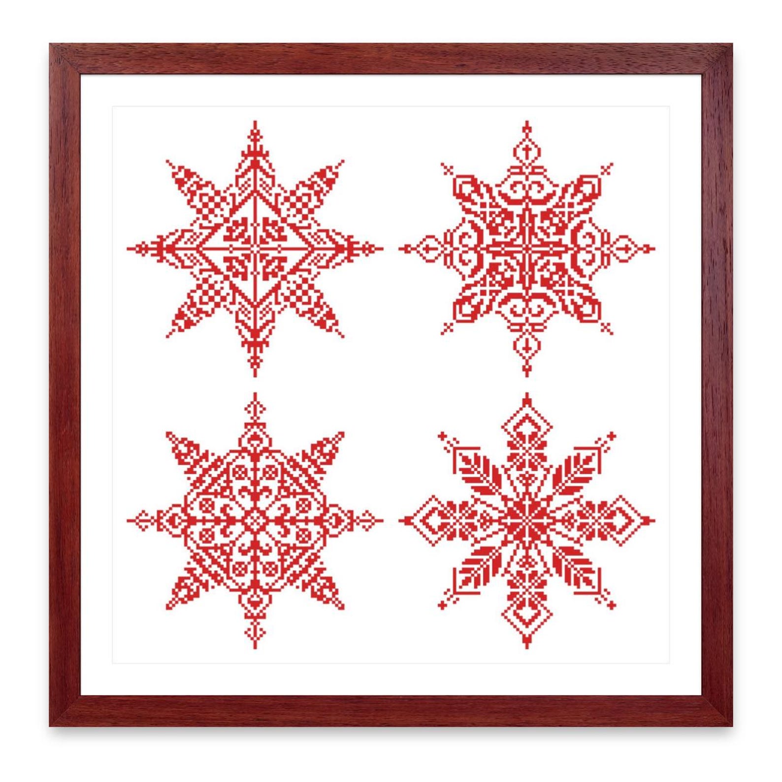 Snowflakes Cross Stitch Pattern, Christmas Tree Decor, Monochrome Noel ...