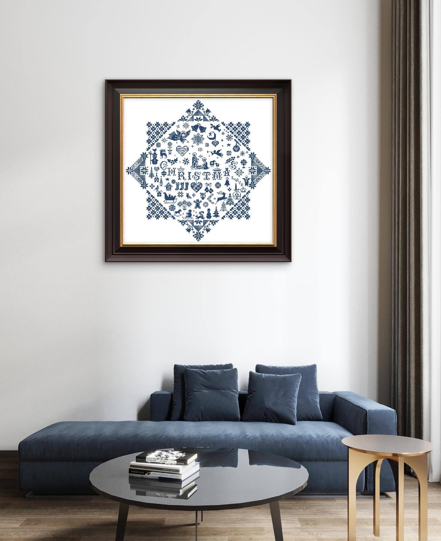 Quaker Christmas Sampler, Monochromatic Cross Stitch Pattern (PDF ...