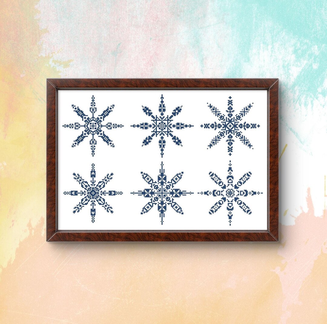Snowflakes Cross Stitch Pattern, Christmas Tree Decoration (monochrome ...