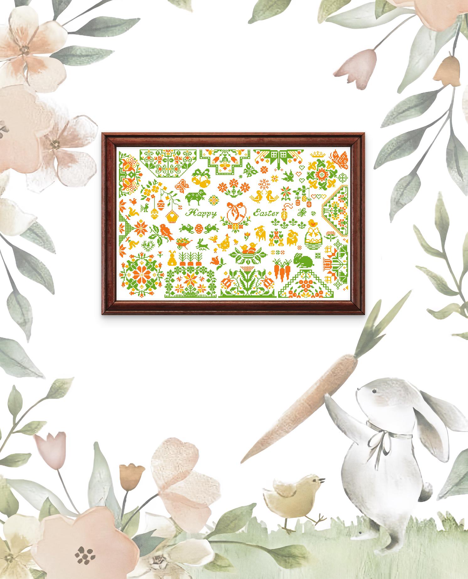 Quaker Easter Cross Stitch Pattern, Spring Holiday Sampler (PDF ...
