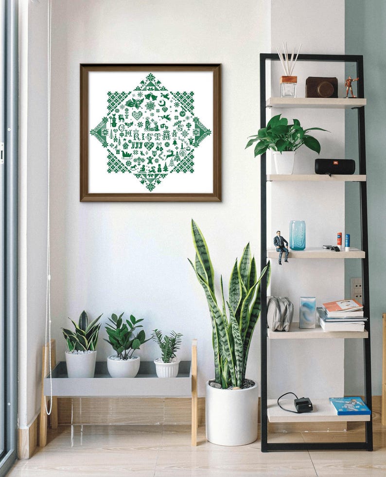 Quaker Christmas Sampler, Monochromatic Cross Stitch Pattern (PDF ...
