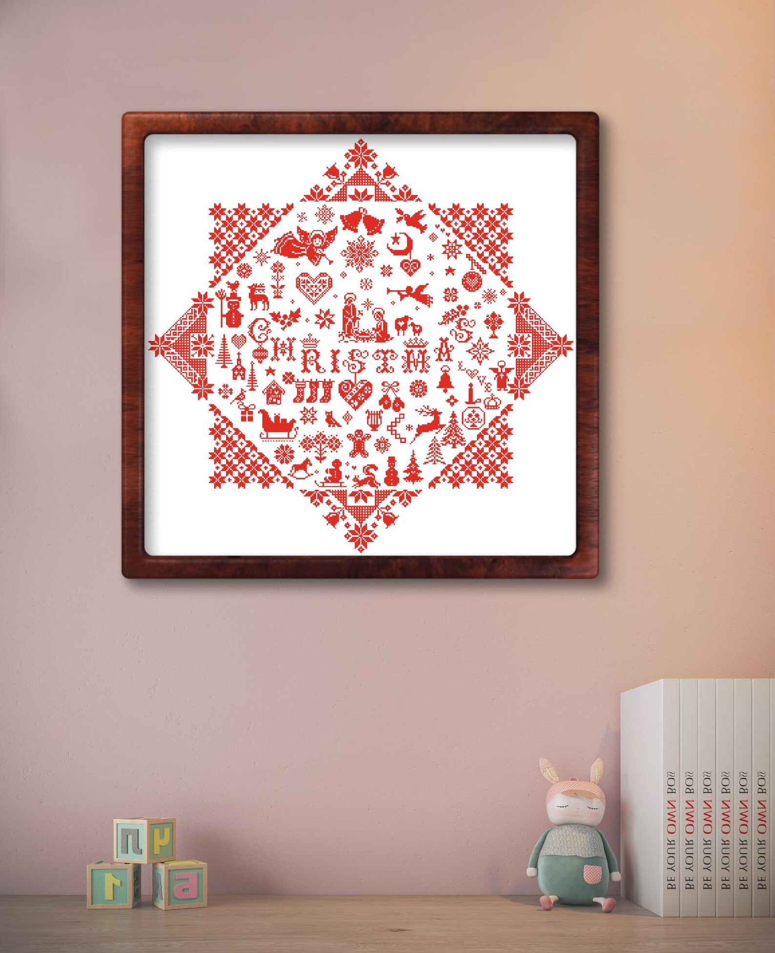 Quaker Christmas Sampler, Monochromatic Cross Stitch Pattern (PDF ...