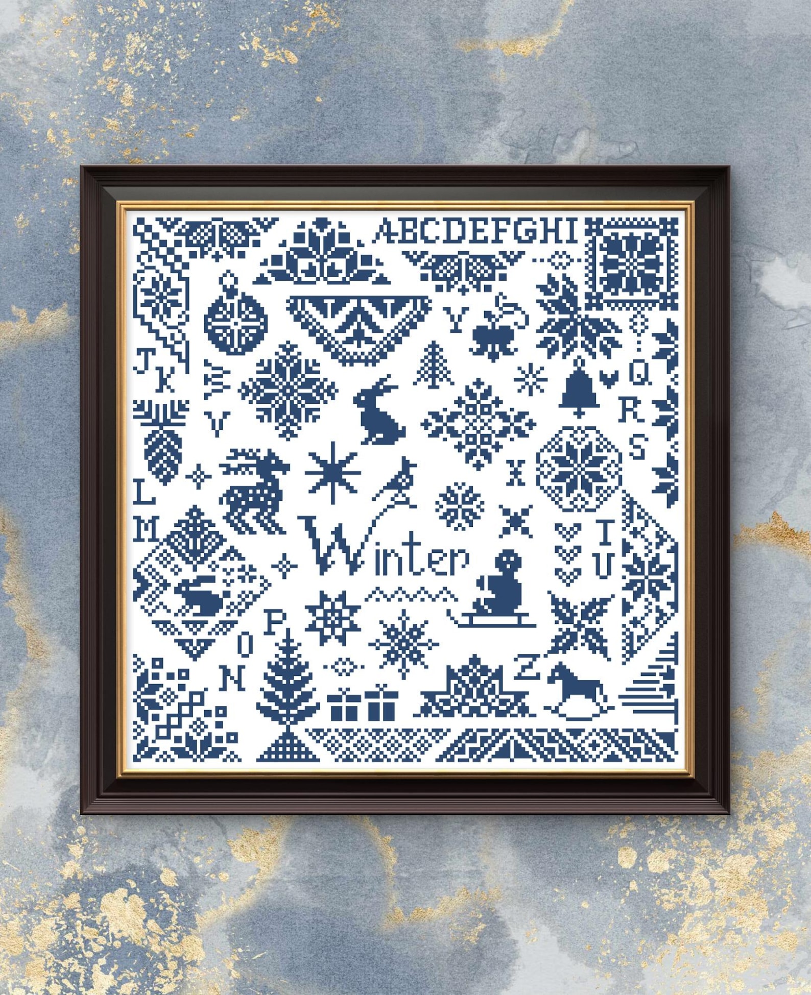 Quaker Winter Cross Stitch Pattern, Monochromatic Nature Sampler ...