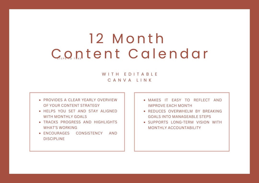 12-month Content Calendar & Planner | Social Media Managers | Digital ...