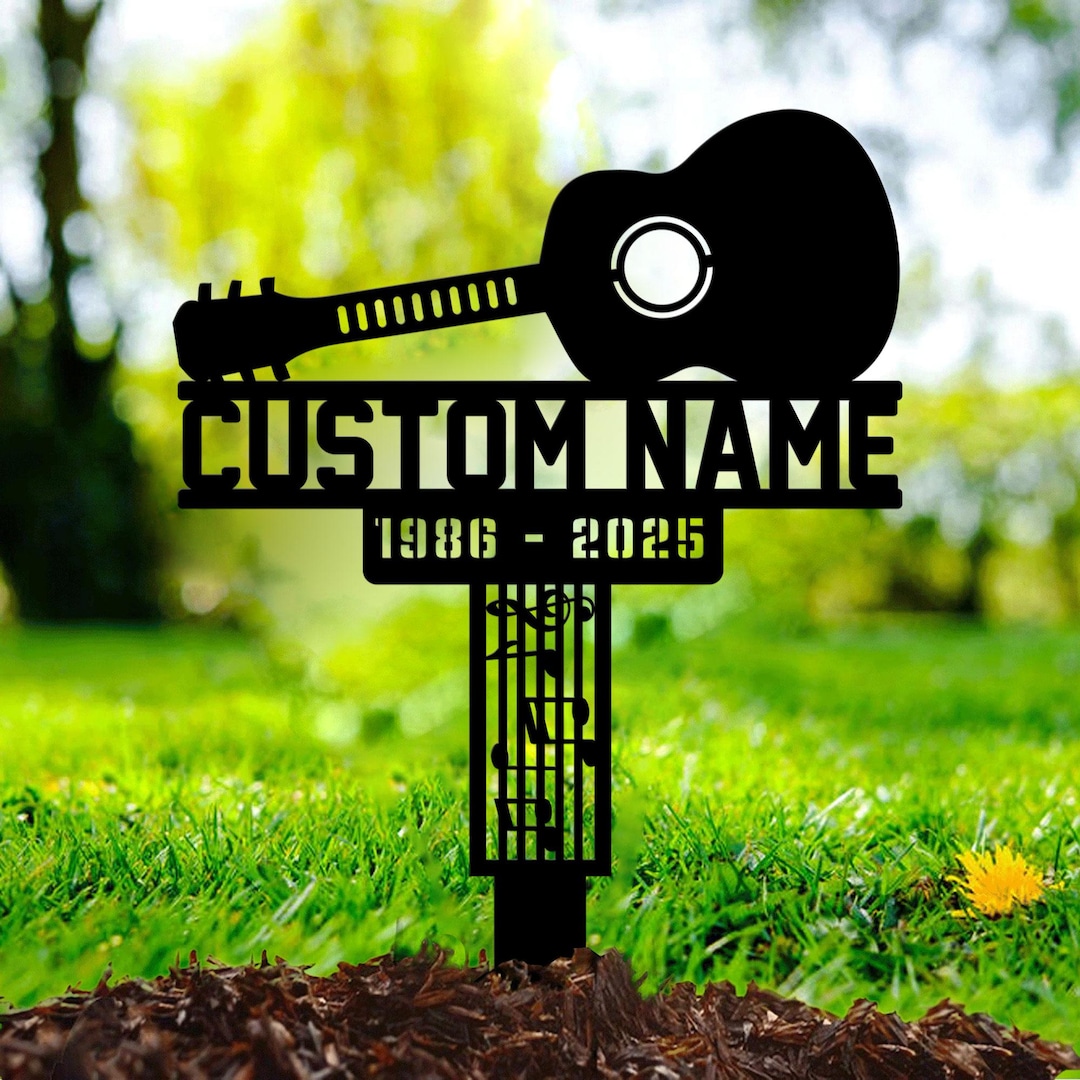 Personalized Guitar Memorial Sign, Guitarist Heaven Memorial Metal ...