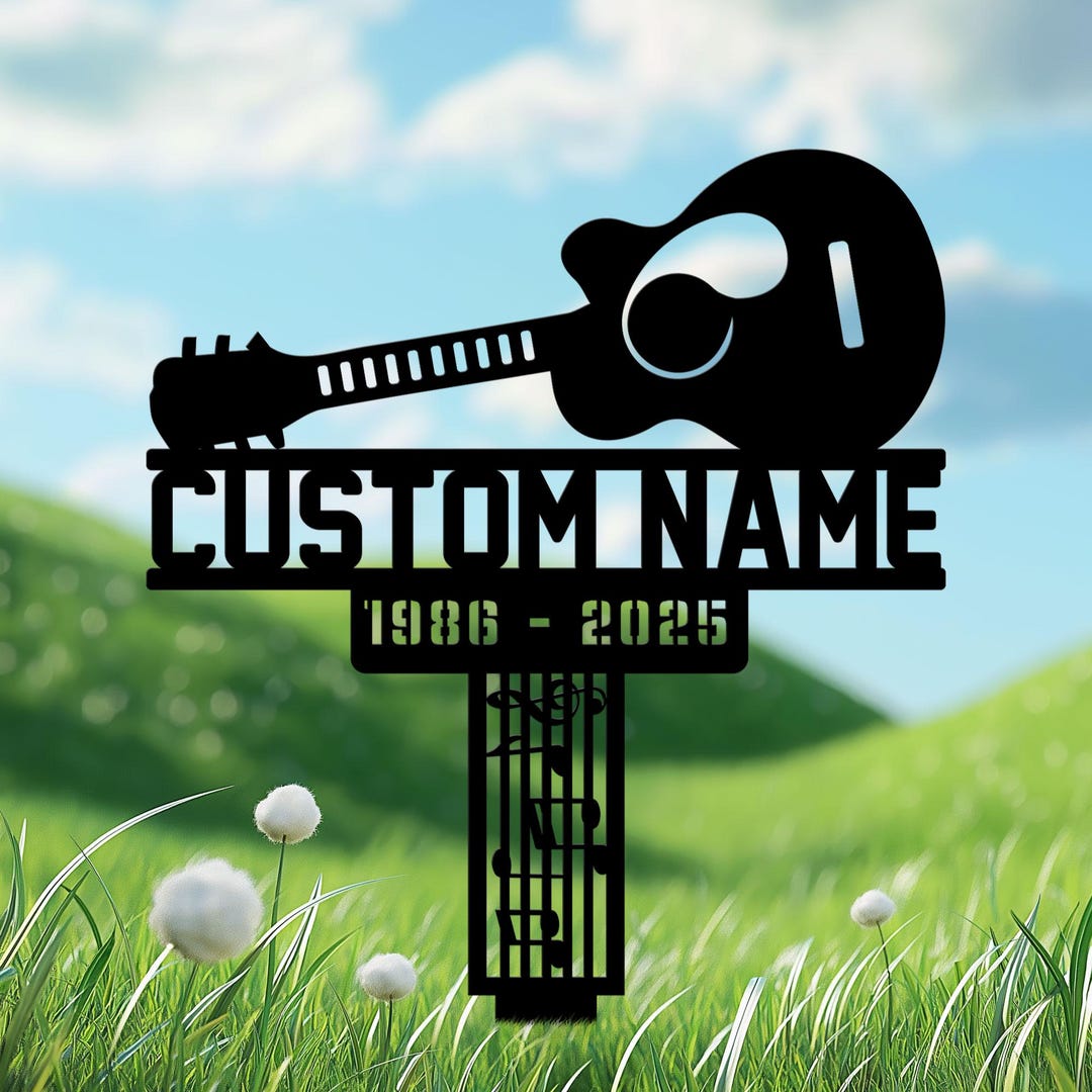 Personalized Guitar Memorial Sign, Guitarist Heaven Memorial Metal ...