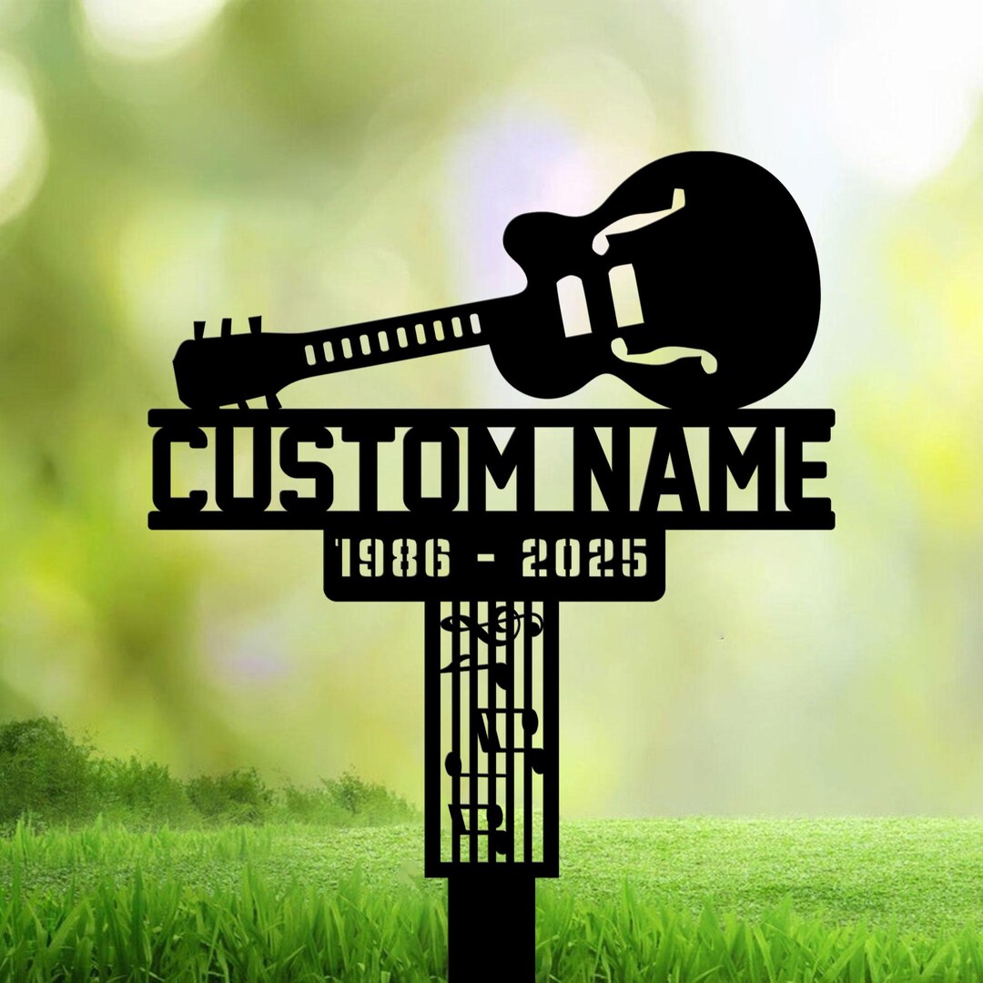 Personalized Guitar Memorial Sign, Guitarist Heaven Memorial Metal ...