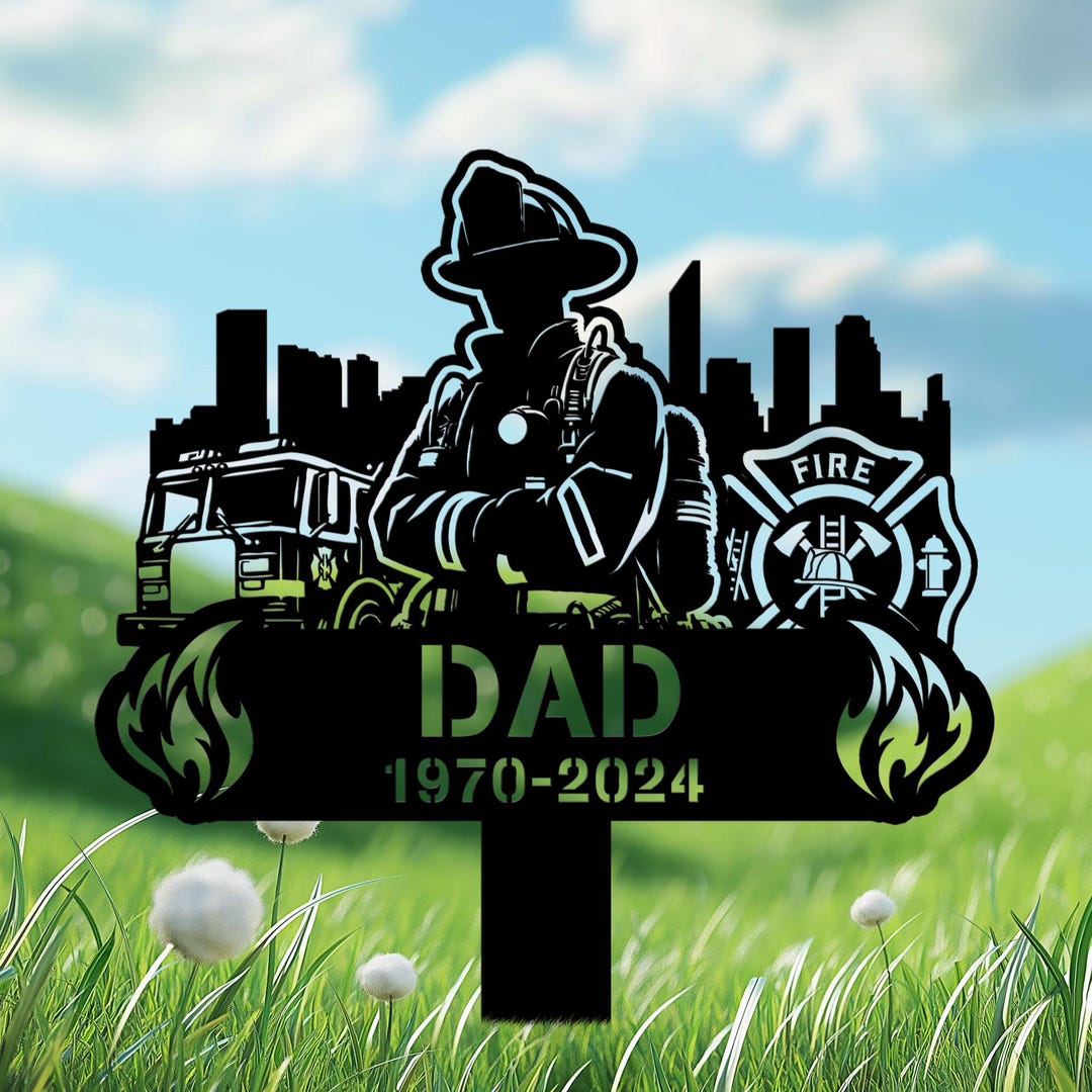 Personalized Fireman Memorial Metal Stake, Firefighter Metal Sign ...