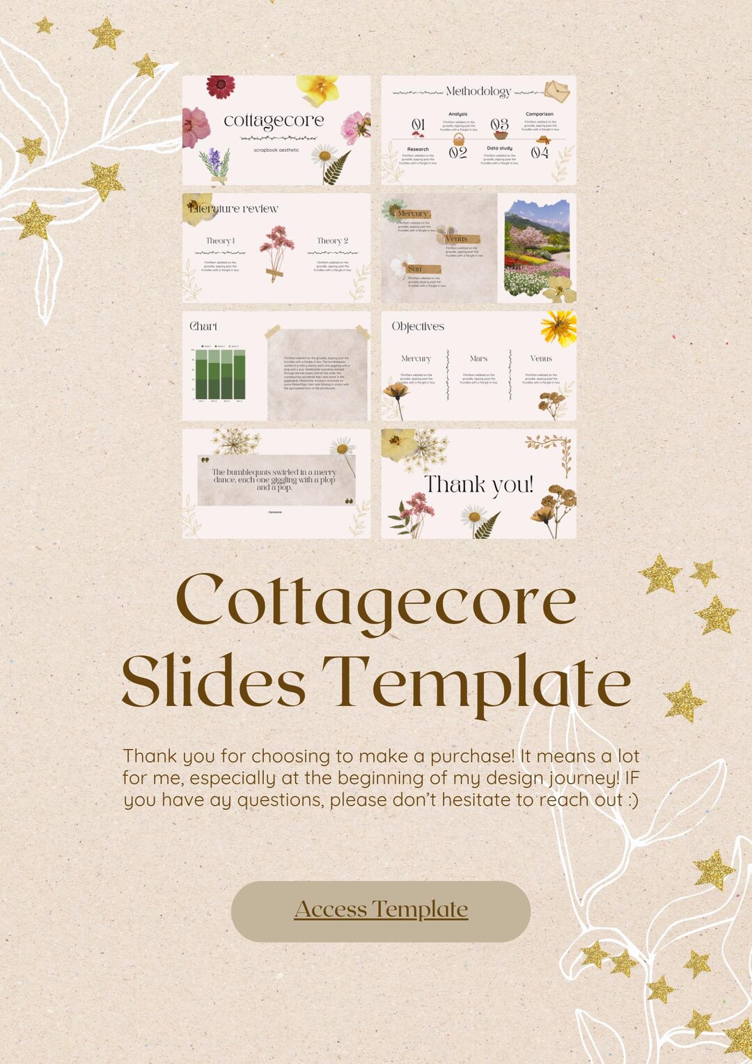 Cottagecore Presentation Slides Template - Etsy