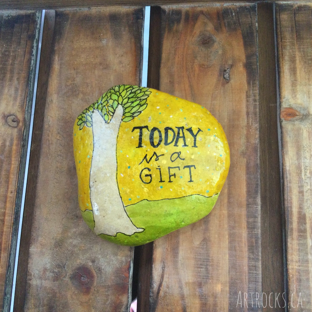 Today is a Gift Stone, Painted Rocks, Painted Stones, Quote Rocks - Etsy