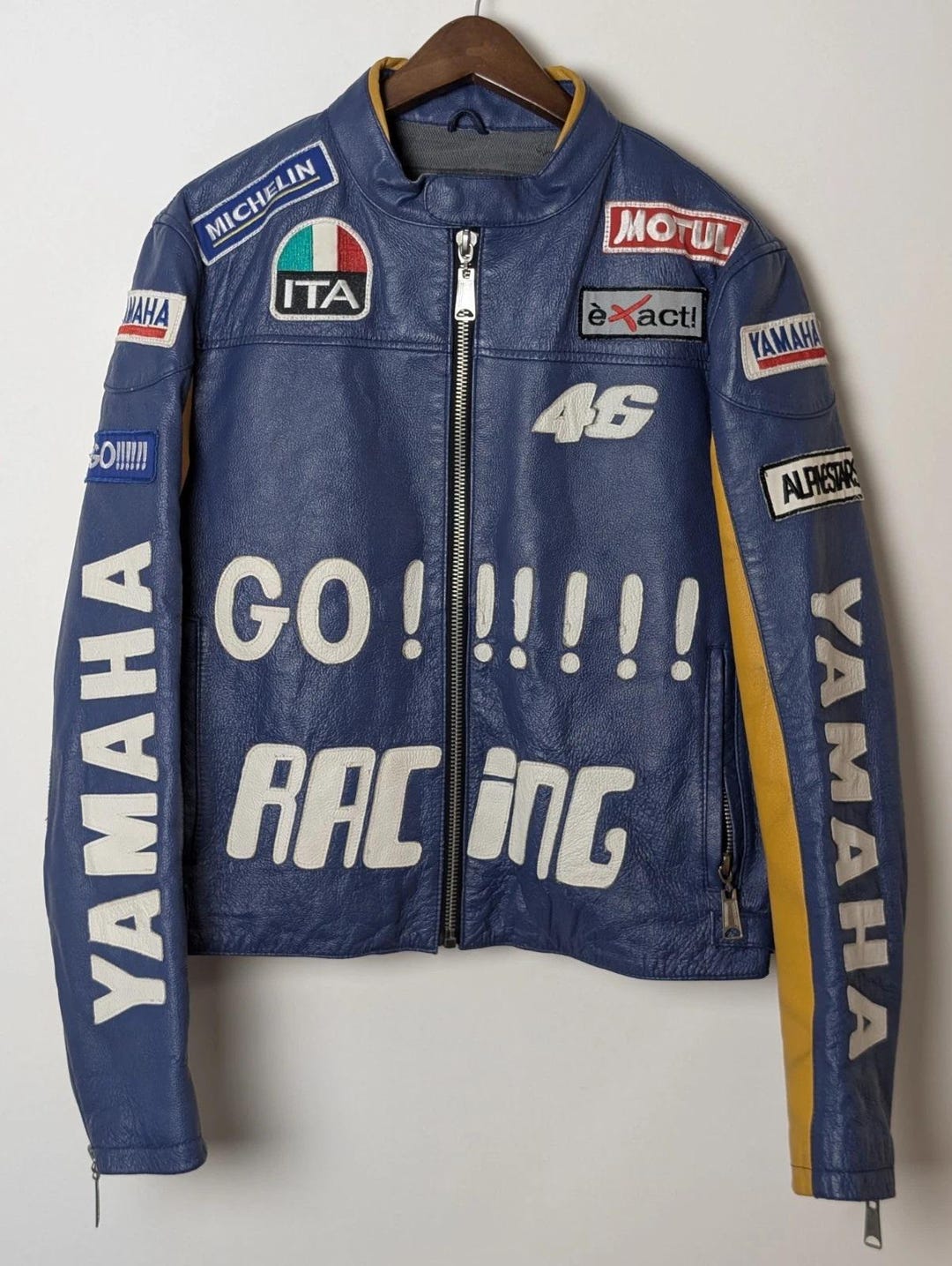 Valentino Rossi X Yamaha Racing Cowhide Leather Motorbike Jacket New ...