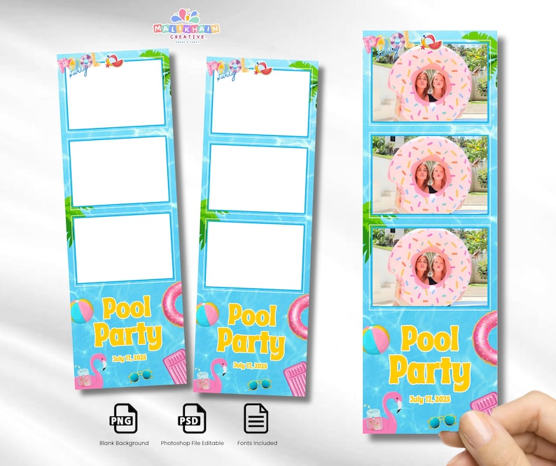 Pool Party Photo Booth Template: Summer Beach Vibes (2x6 Digital ...