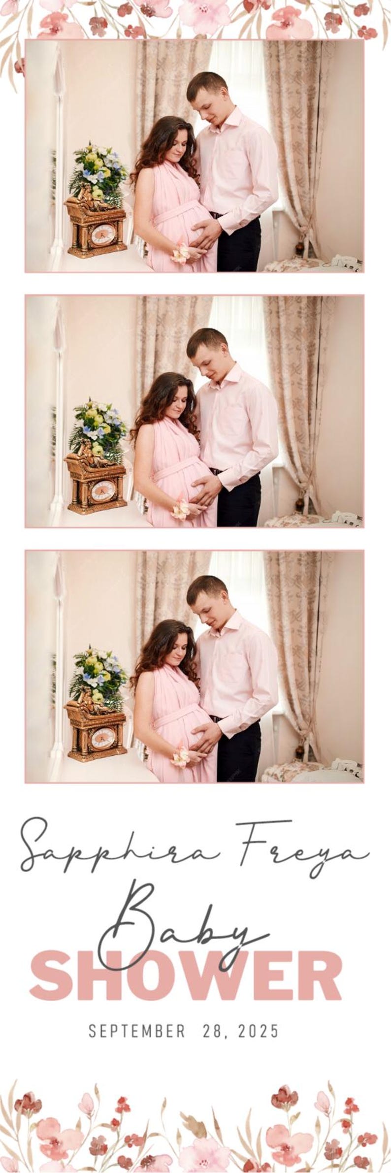 Floral Pink Photobooth Template: Editable PSD & Canva Layout (digital ...