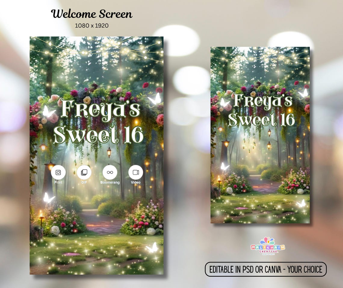 Enchanted Photo Booth Template With Welcome Screen – Editable in ...