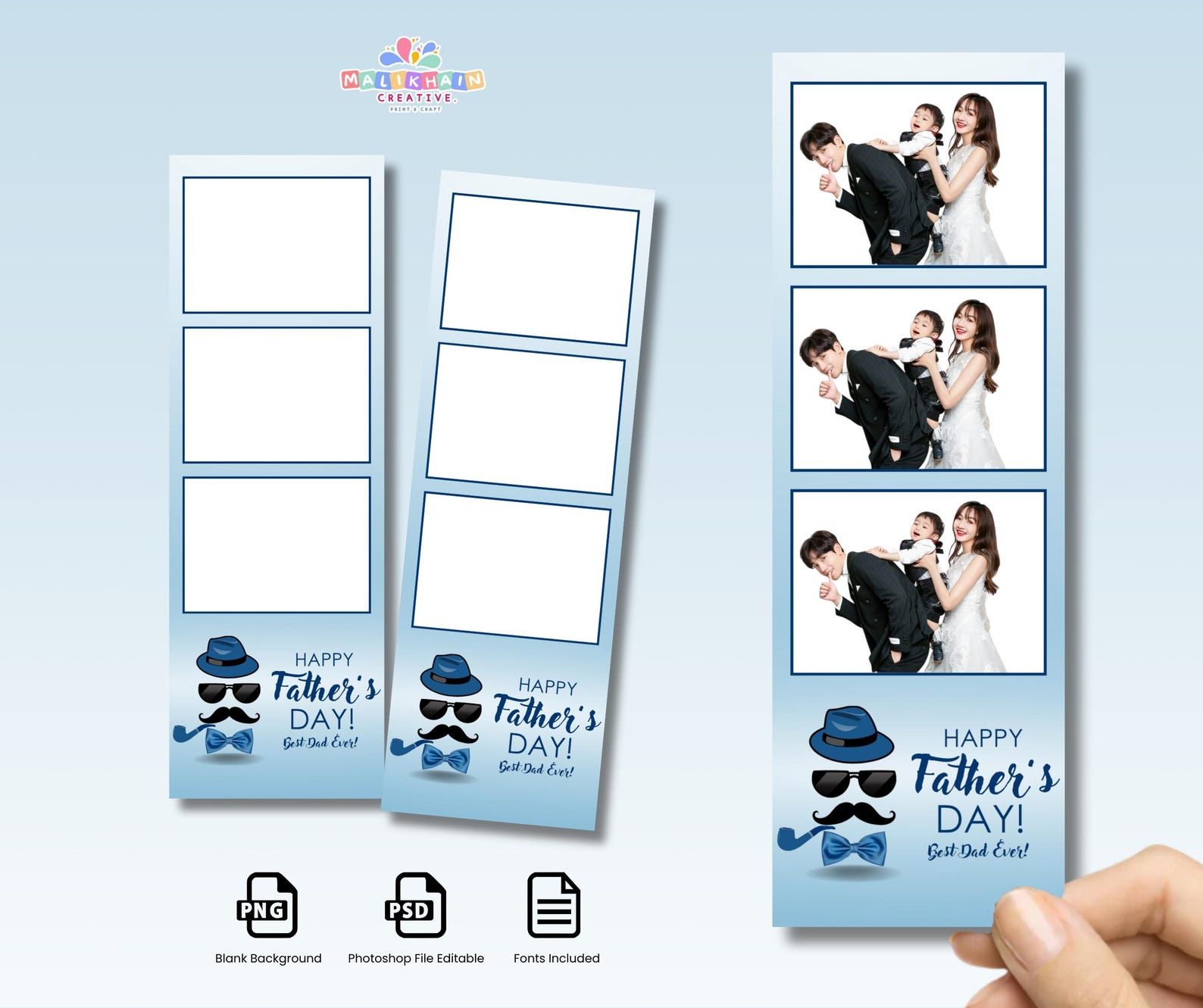 Father's Day Photo Booth Template: Dad Life Party, Blue Mustache (PSD ...