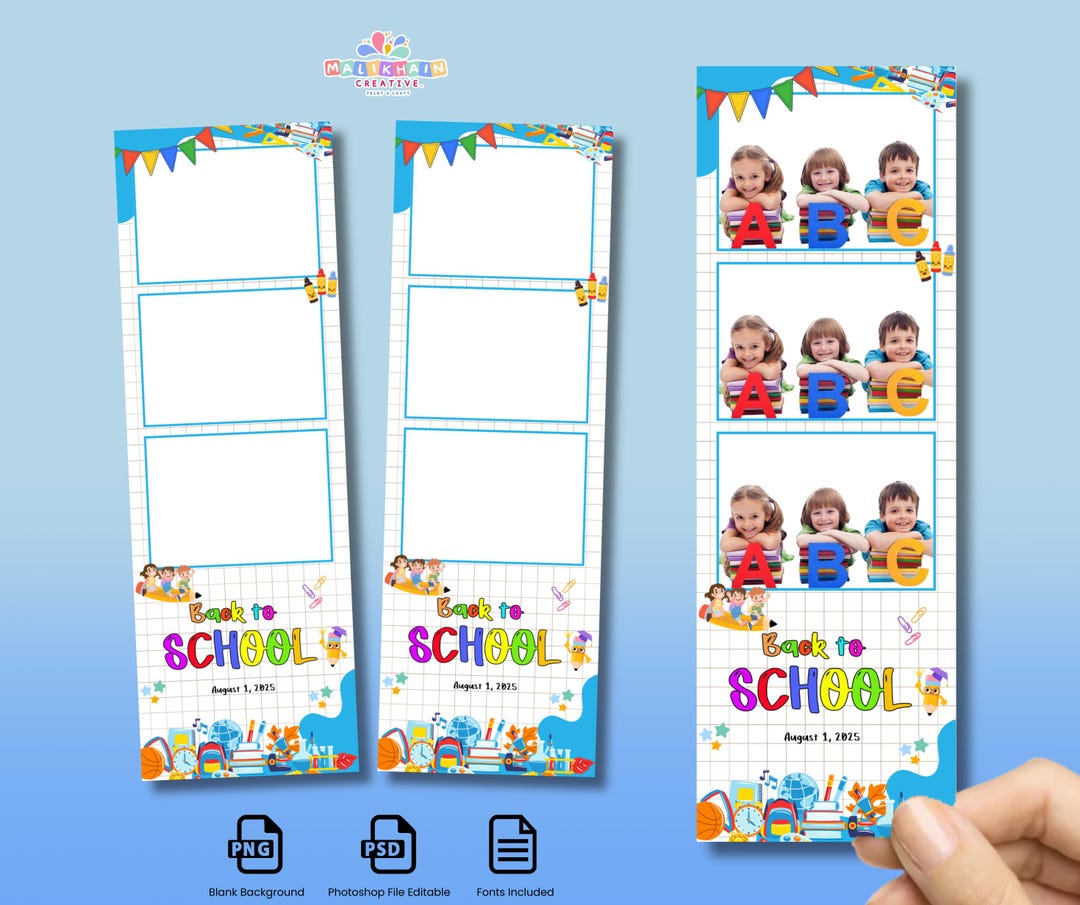 Back to School Photo Booth Template: Editable PSD Design (2x6 Digital ...