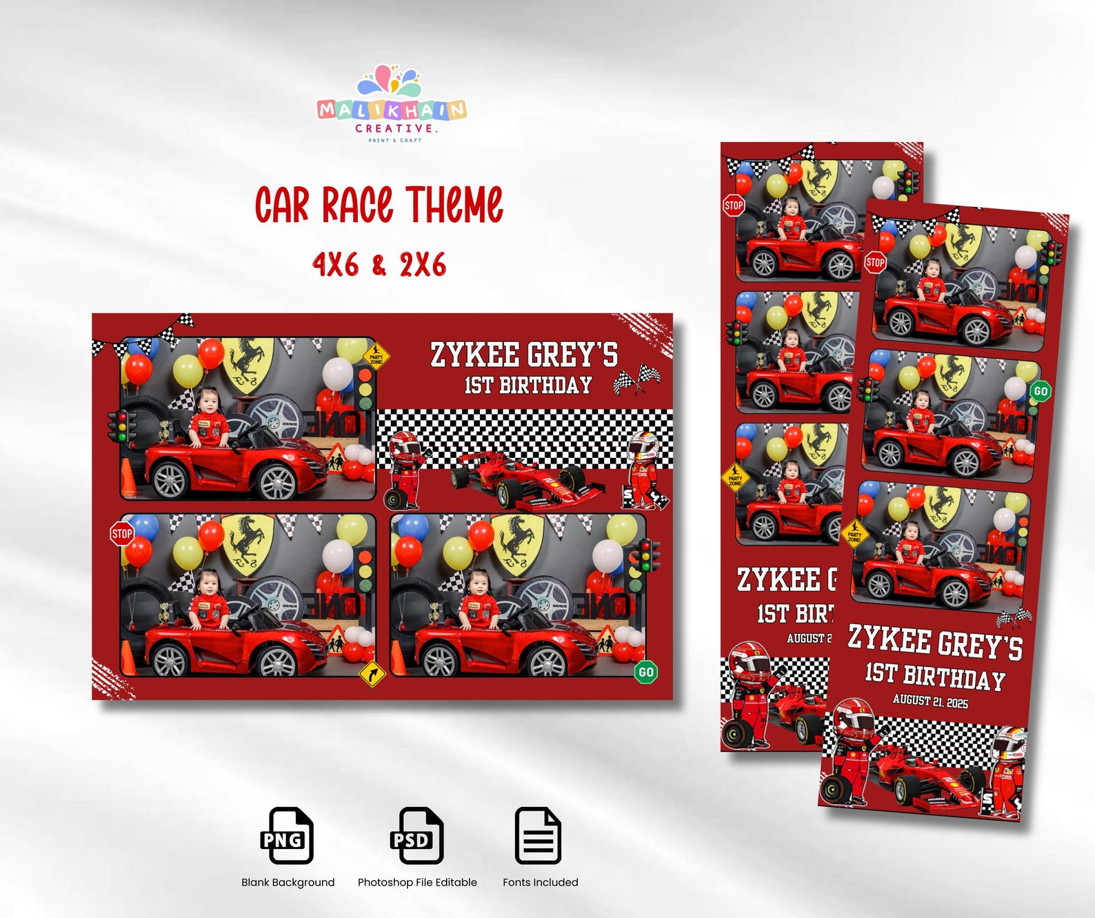 Race Car Photobooth Template | Racing Theme Photo Booth Layout 4x6 and ...