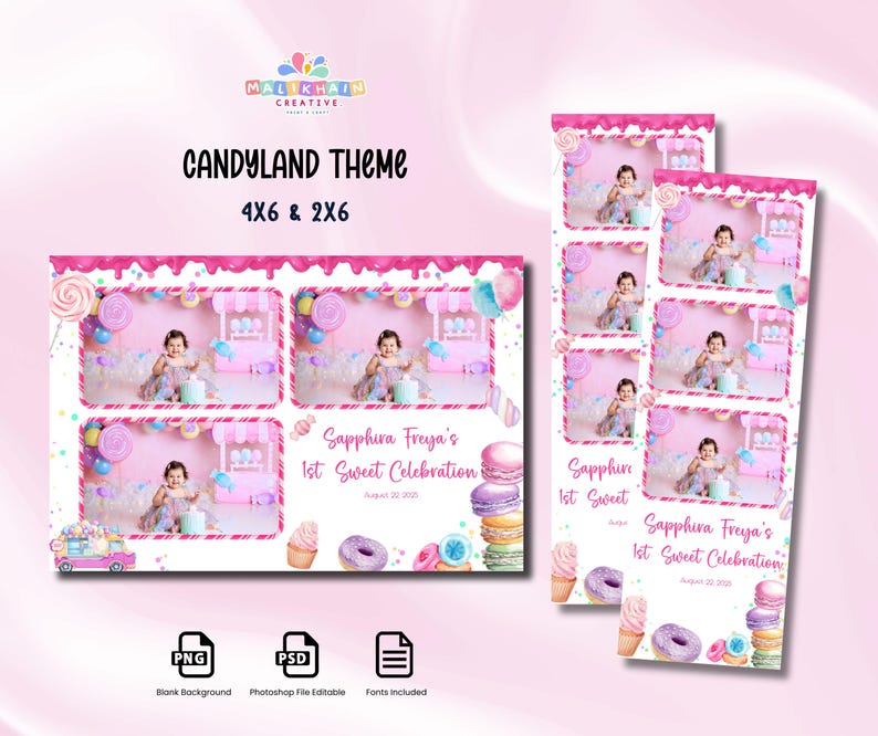 Candyland Photo Booth Template: Sweet Party Theme (4x6 & 2x6 PSD ...